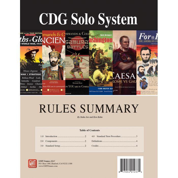 GMT CDG Solo System Kit 2nd Edition Solitaire Rules GMT CDG Solo System ...